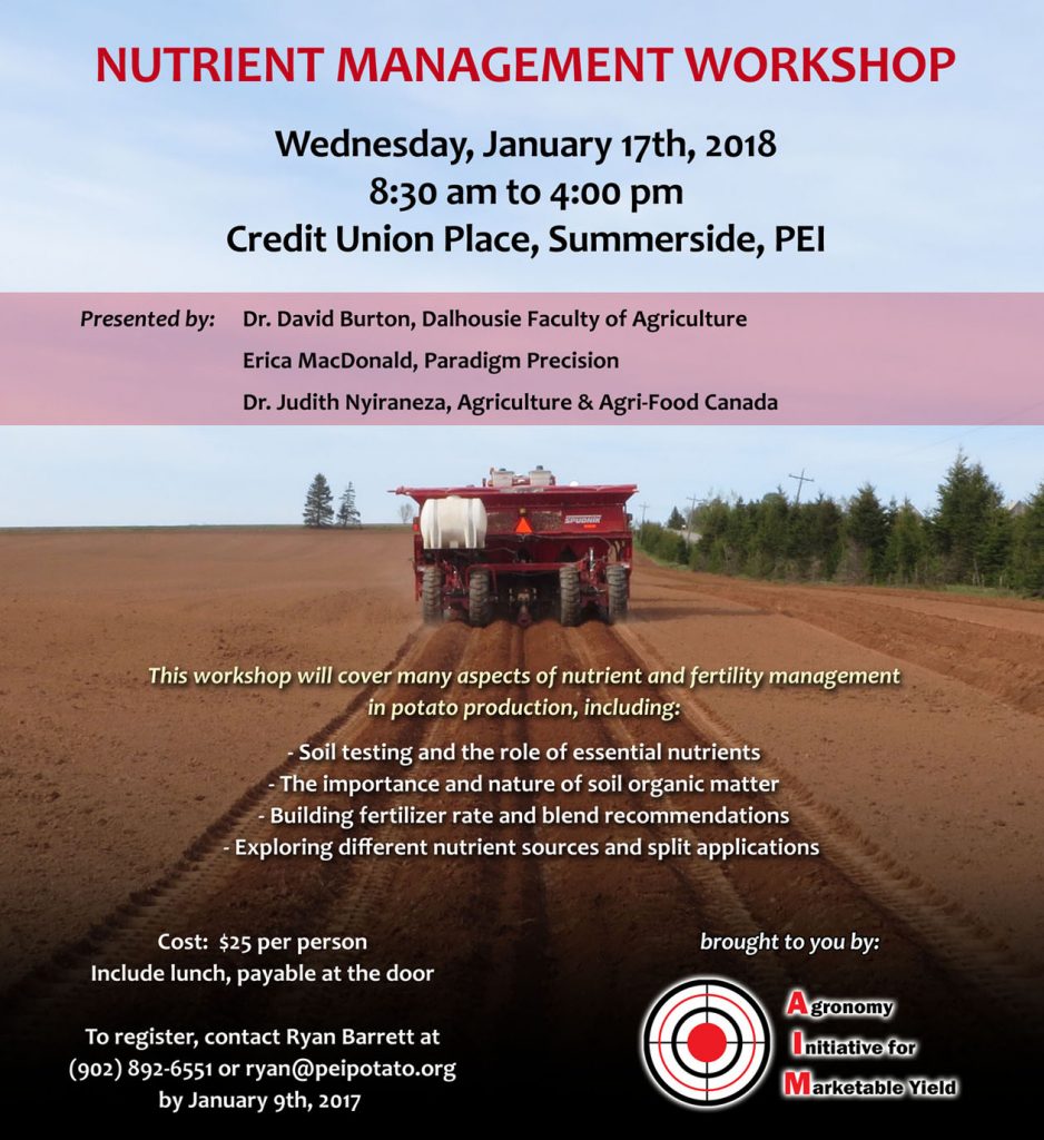 Nutrient Management Workshop - Jan 17th - PEI Potato Agronomy
